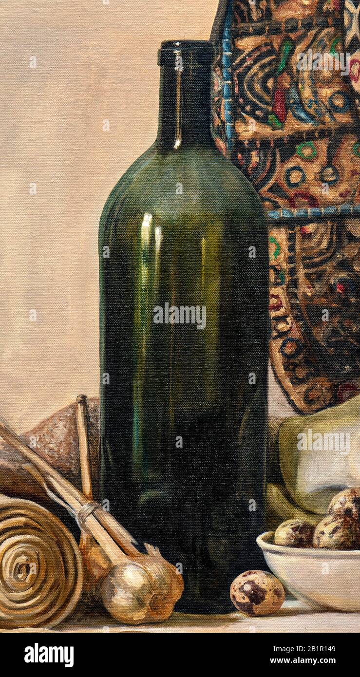 composition of several objects, oil painting, handmade Stock Photo - Alamy