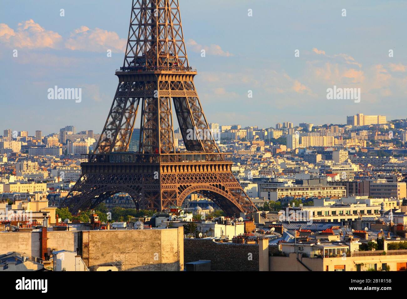 Paris, France - cityscape with Eiffel Tower in the light of sunset ...