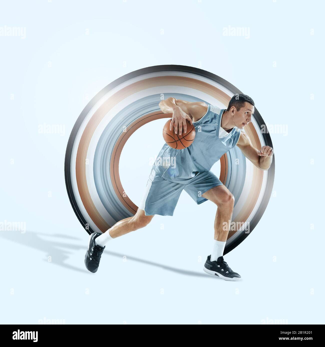 Concept of motion and action in sport. Full length portrait of a ...