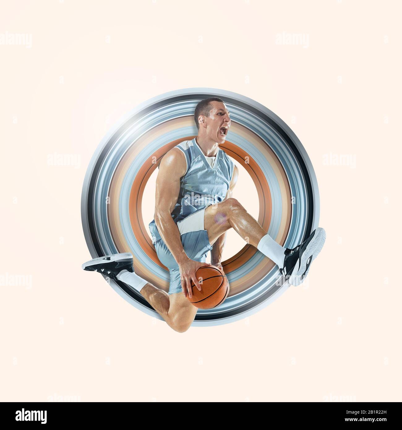 Concept of motion and action in sport. Full length portrait of a ...