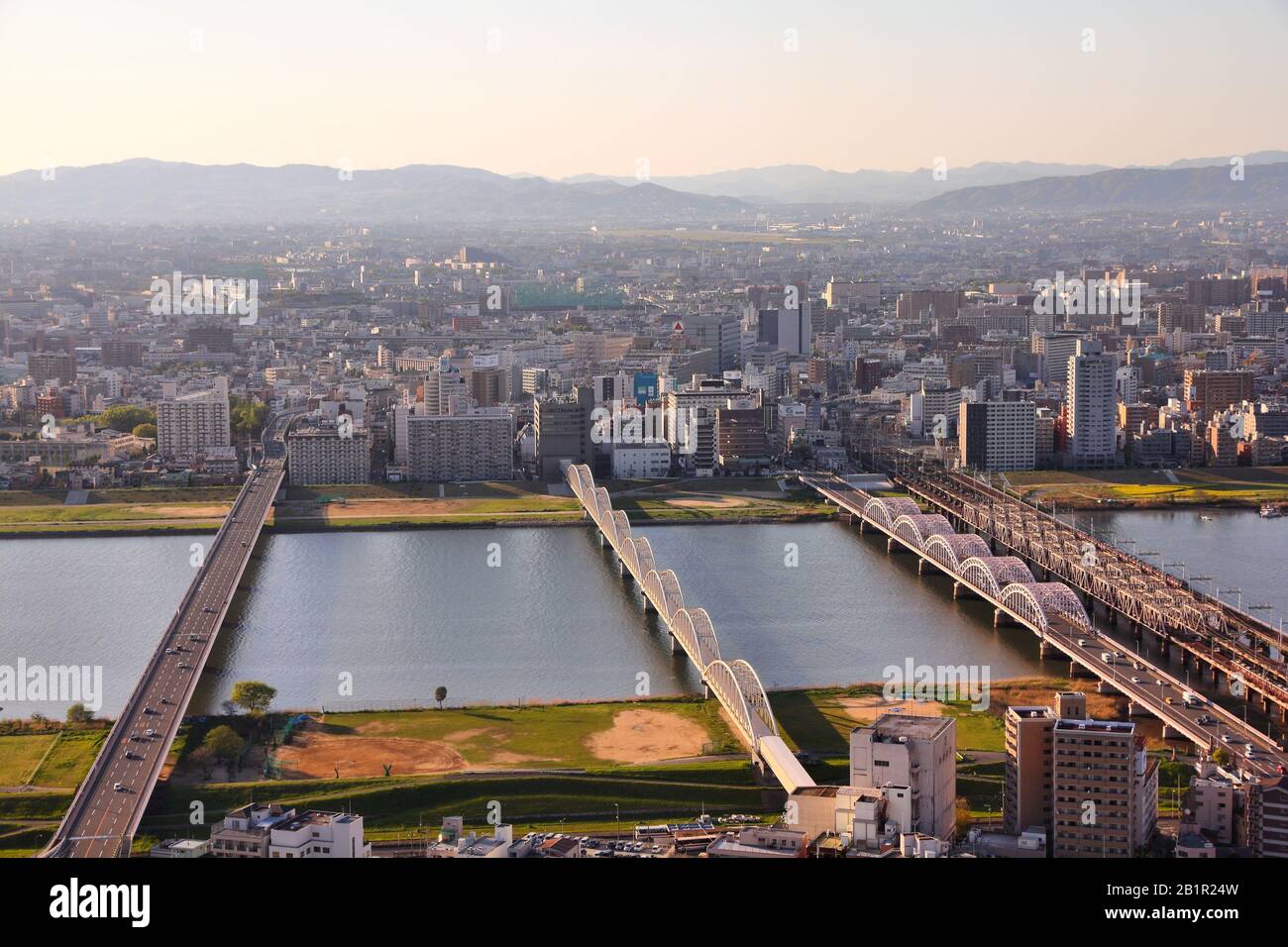 OSAKA, JAPAN - APRIL 27, 2012: Cityscape view in Osaka, Japan. Osaka is ...