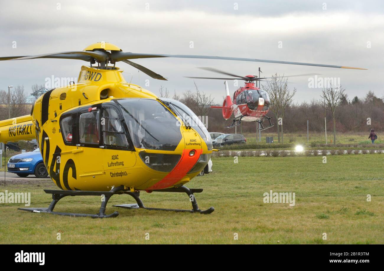 Leipzig, Germany. 21st Jan, 2020. Helicopter at the Leipzig Heart ...