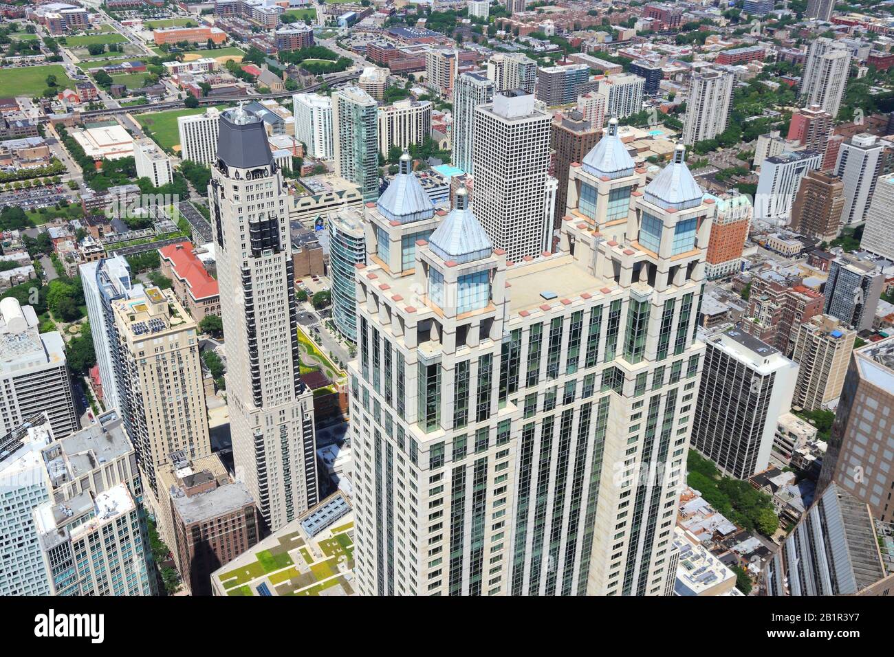 Chicago aerial view - cityscape of The Loop. United States urban area ...