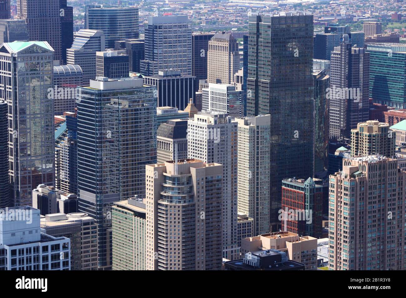 Chicago aerial view - cityscape of The Loop. United States urban area ...