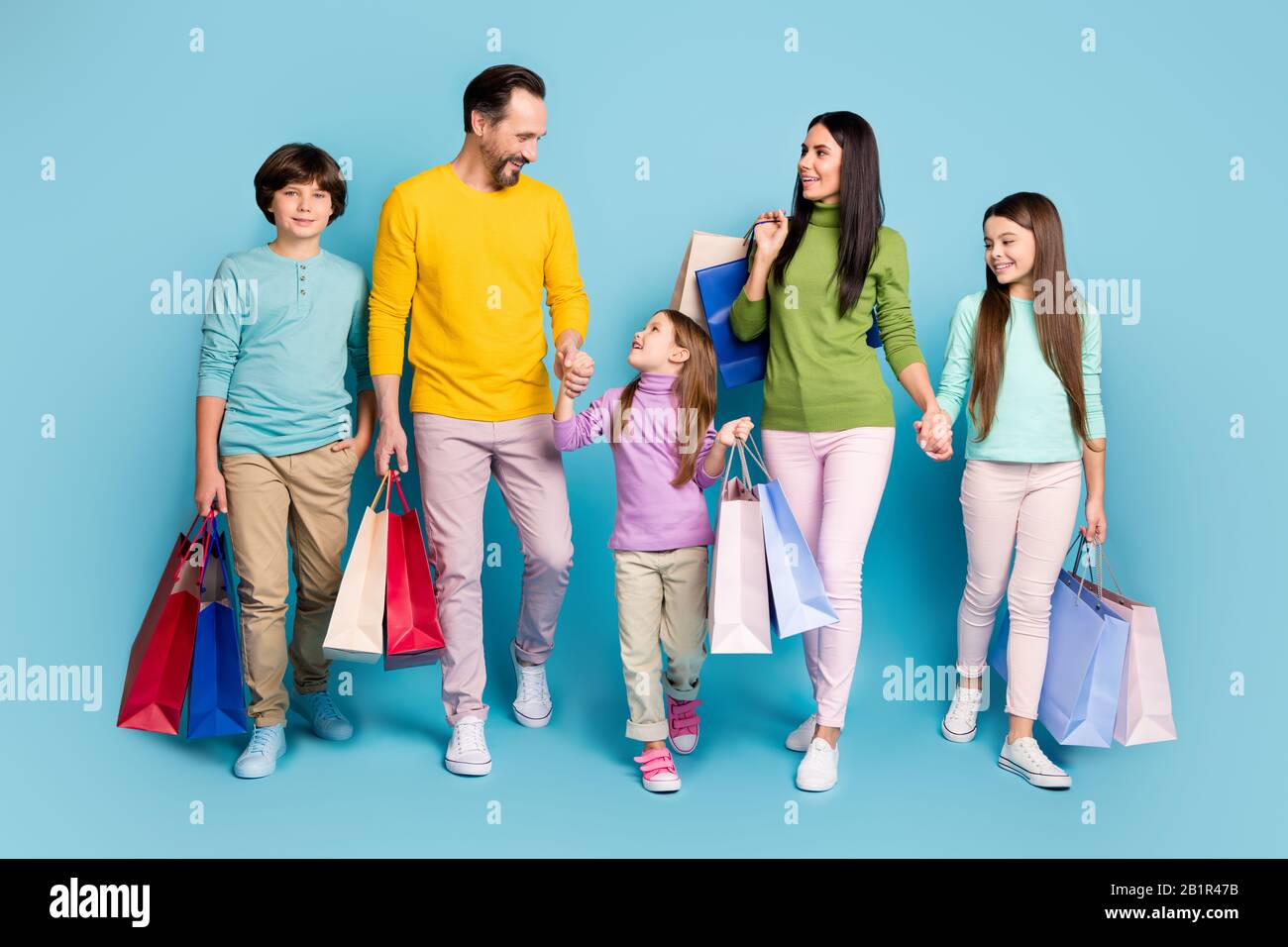 Full length body size view of nice attractive confident cheerful cheery ...