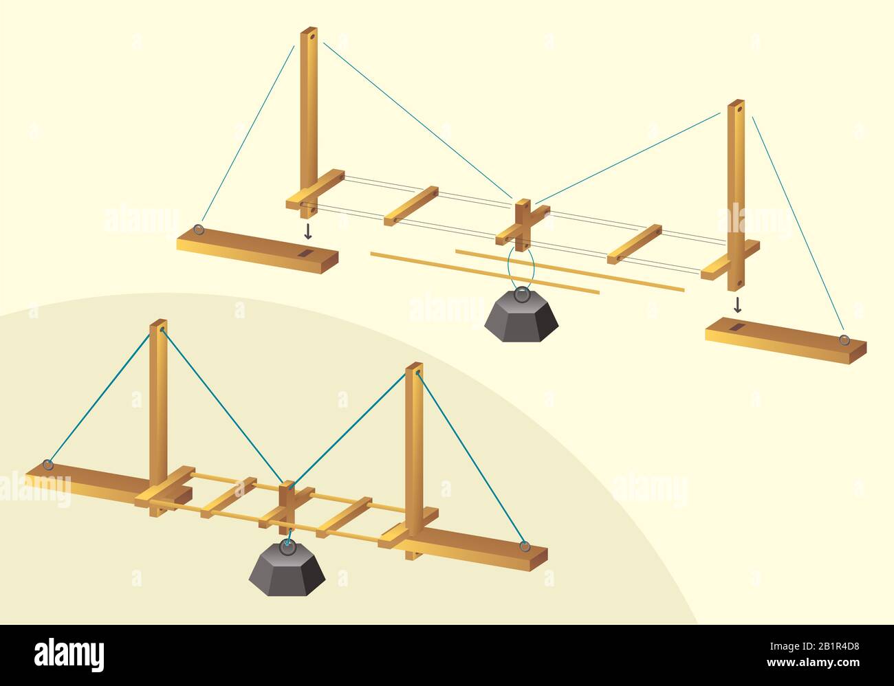 Scheme of Bridge construction. Connection an design. Vector ...