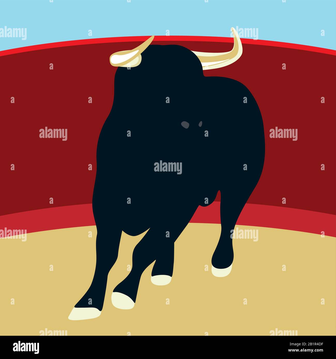 Brave bull waiting in plaza. Vector illustration Stock Vector Image ...