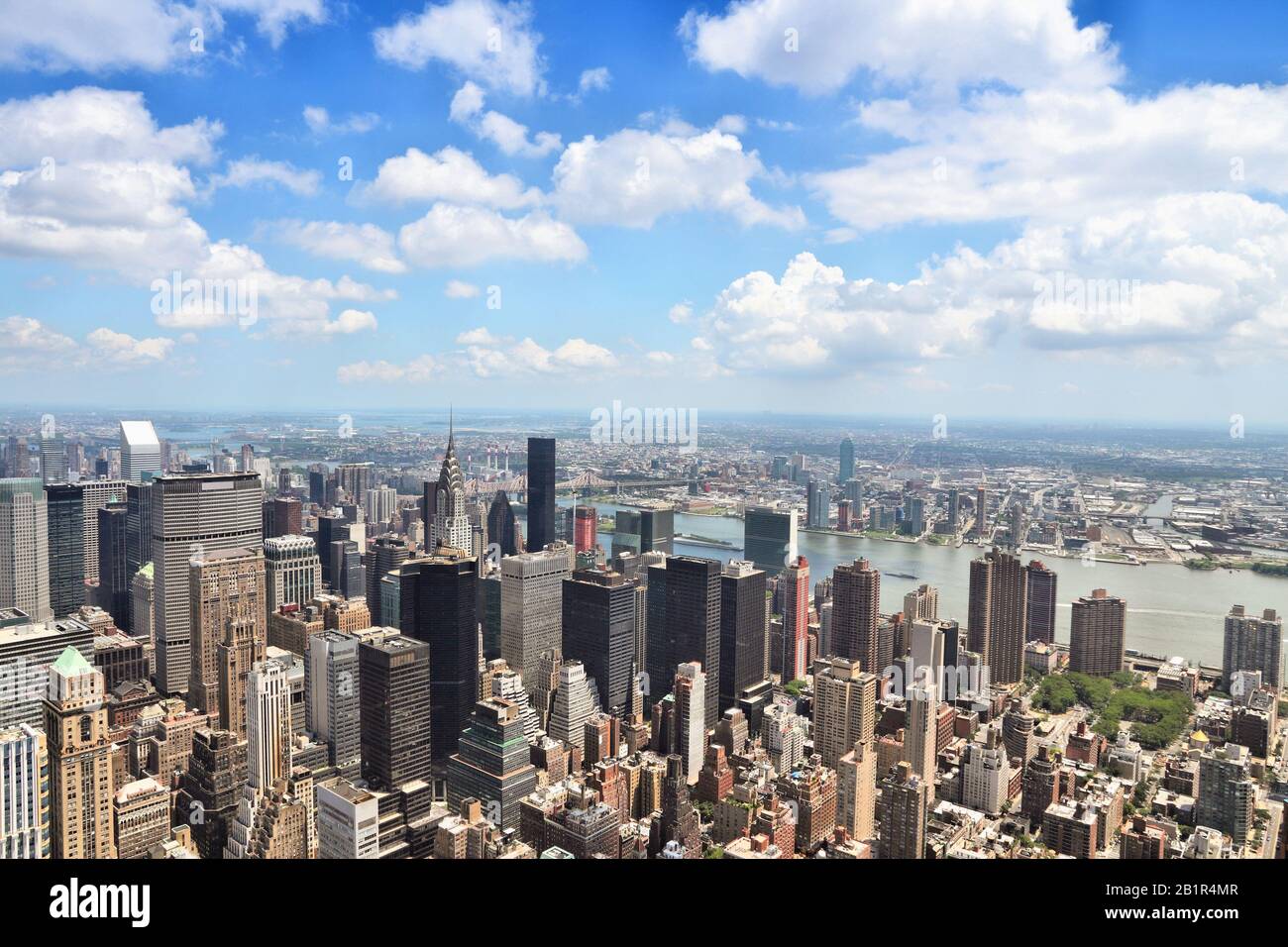 New York City aerial view with Midtown Manhattan and Queens Stock Photo ...