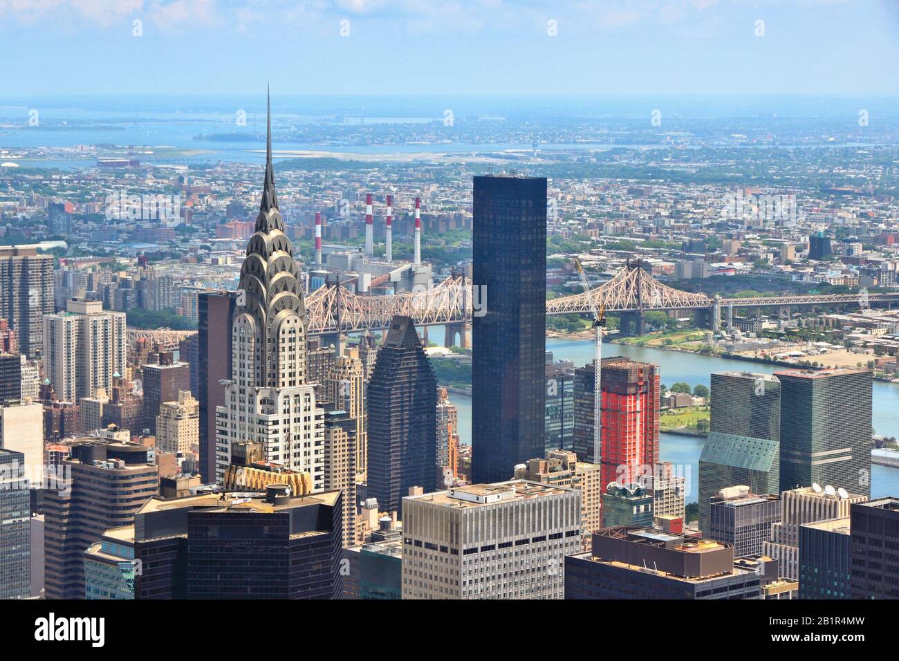 New York City aerial view with Midtown Manhattan and Queens Stock Photo ...