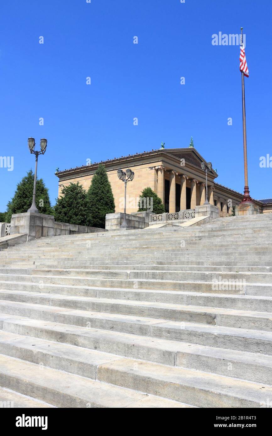 Philadelphia city, Pennsylvania USA. Cultural building - steps leading ...