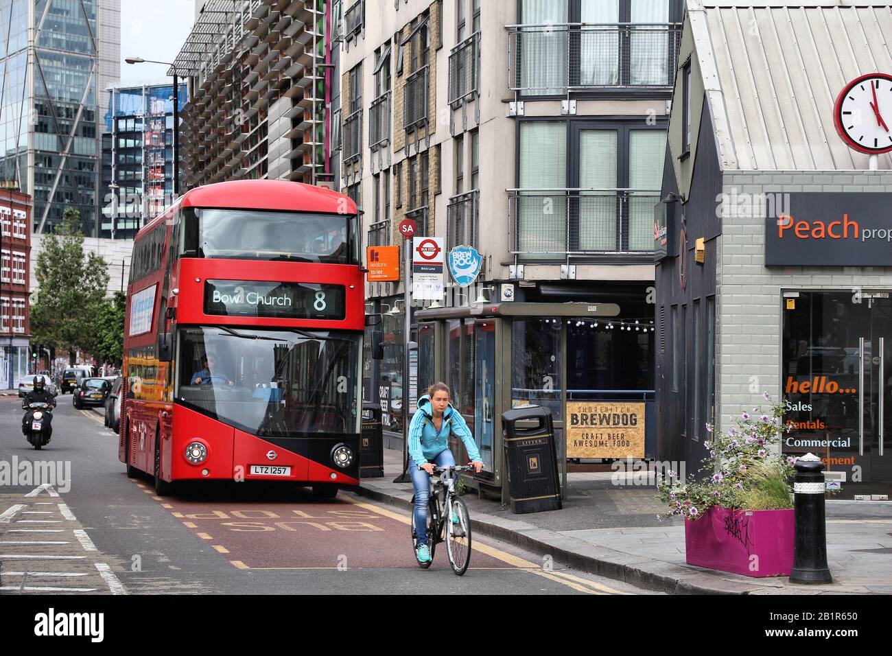 LONDON, UK - JULY 9, 2016: People ride New Routemaster bus in City of ...
