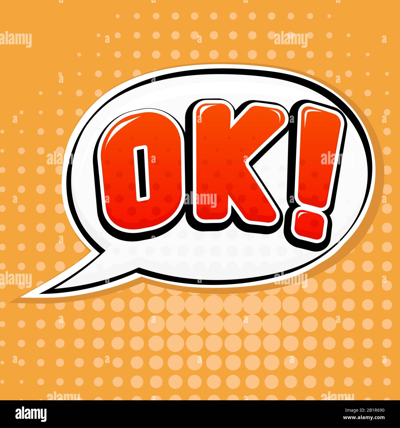 OK sign. Speech bubble in comic book style on orange background Stock ...