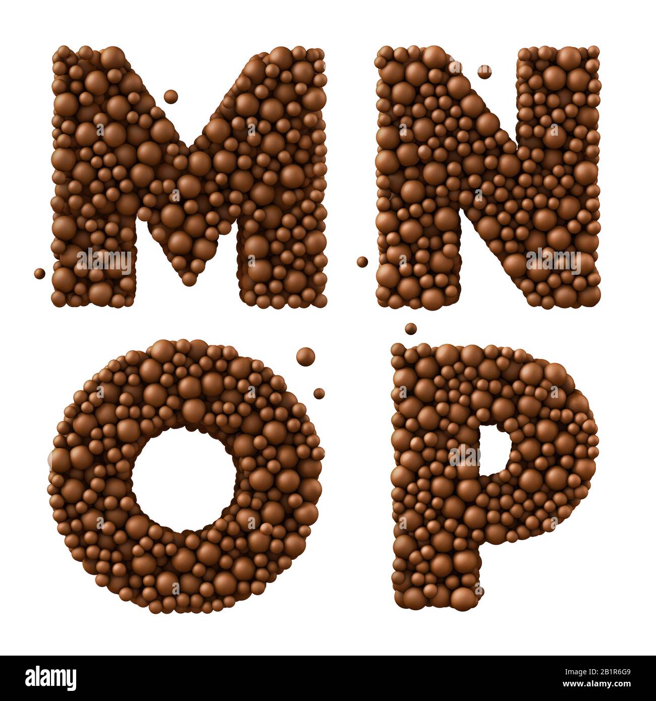 Letters M N O P isolated on white, chocolate concept, 3d illustration ...