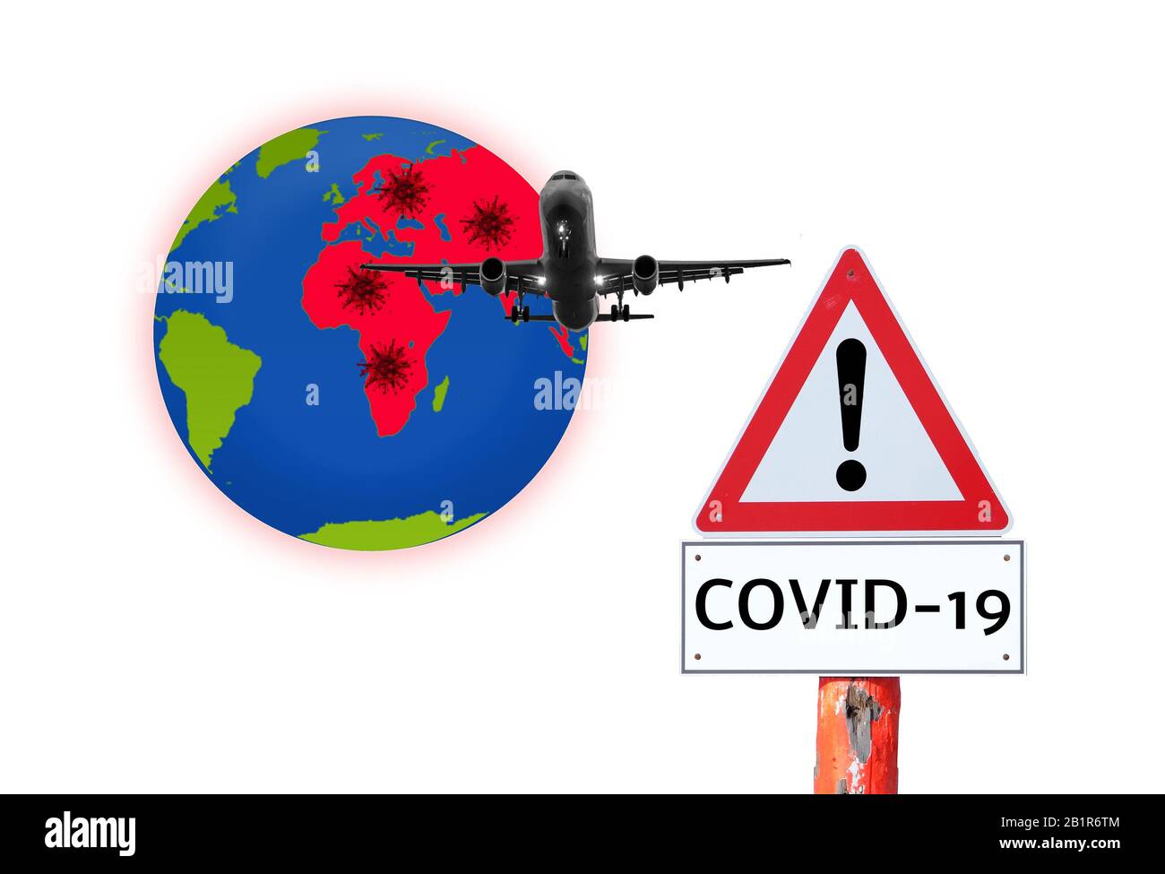 COVID-19 globe with airplane corona virus Stock Photo - Alamy