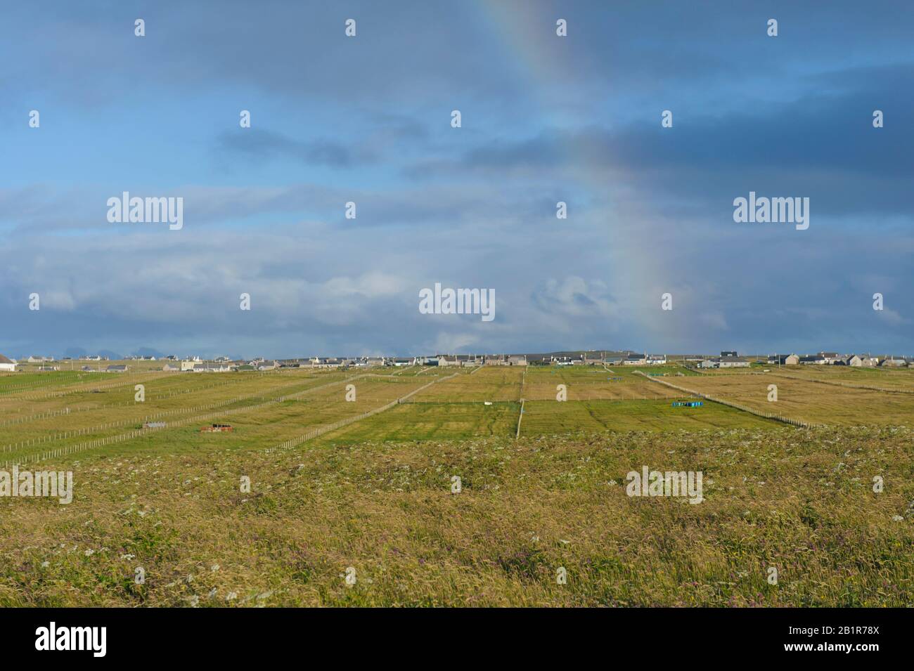 A rainbow above the remote crofting community of Habost, Port of Ness ...