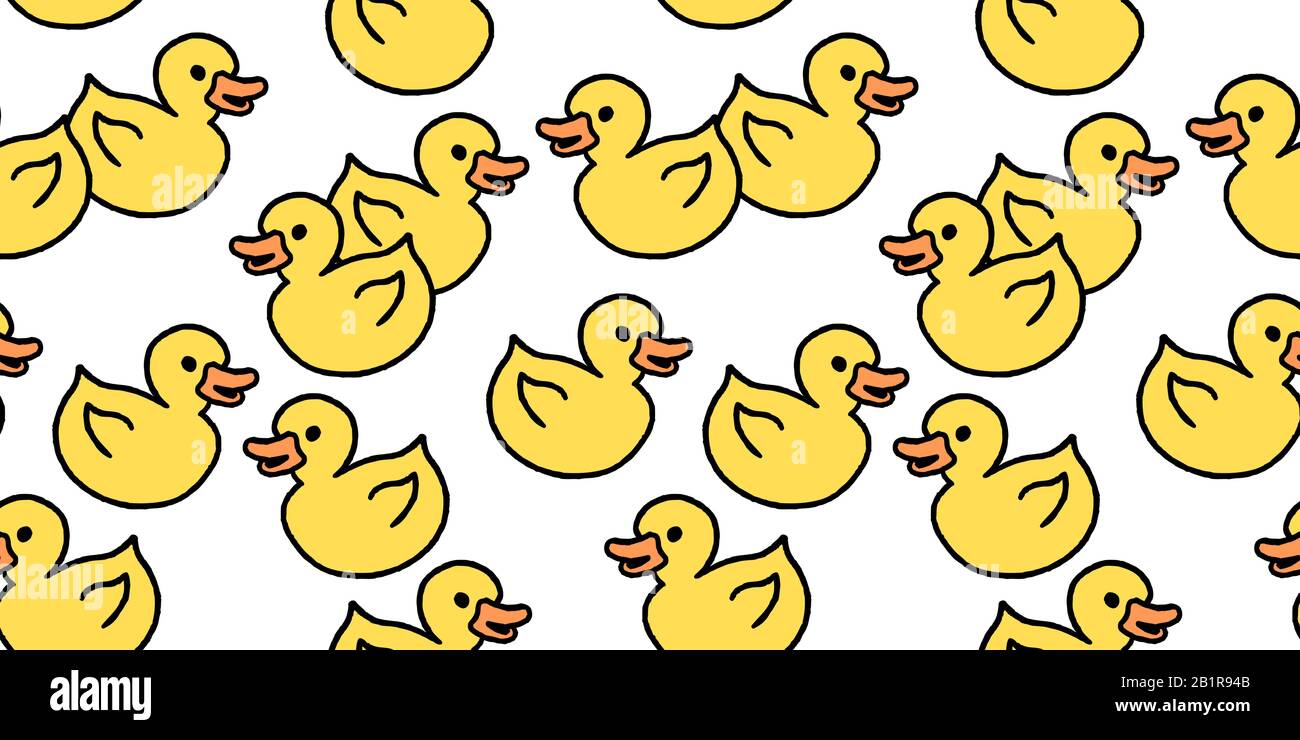 Yellow ducks bath toy. Doodle style seamless texture Stock Vector Image ...