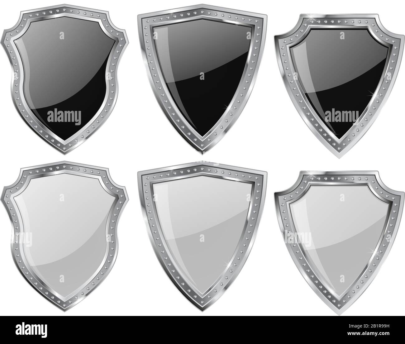 Metal Shield. Set white and black shiny plate Stock Vector Image & Art ...
