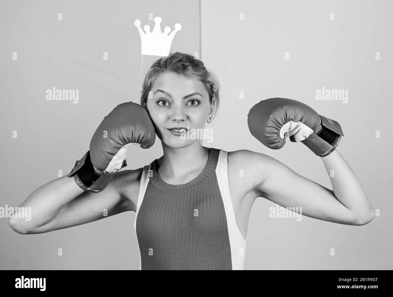 fight for success. female boxer boxing gloves. girl queen sport ...