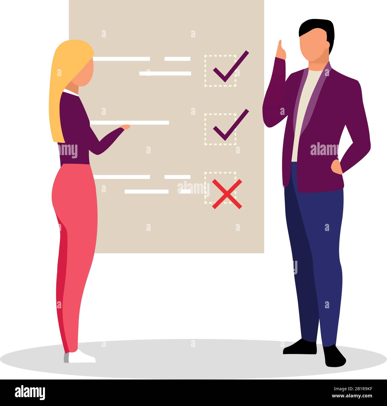Project manager with checklist flat illustration. Businessman ...
