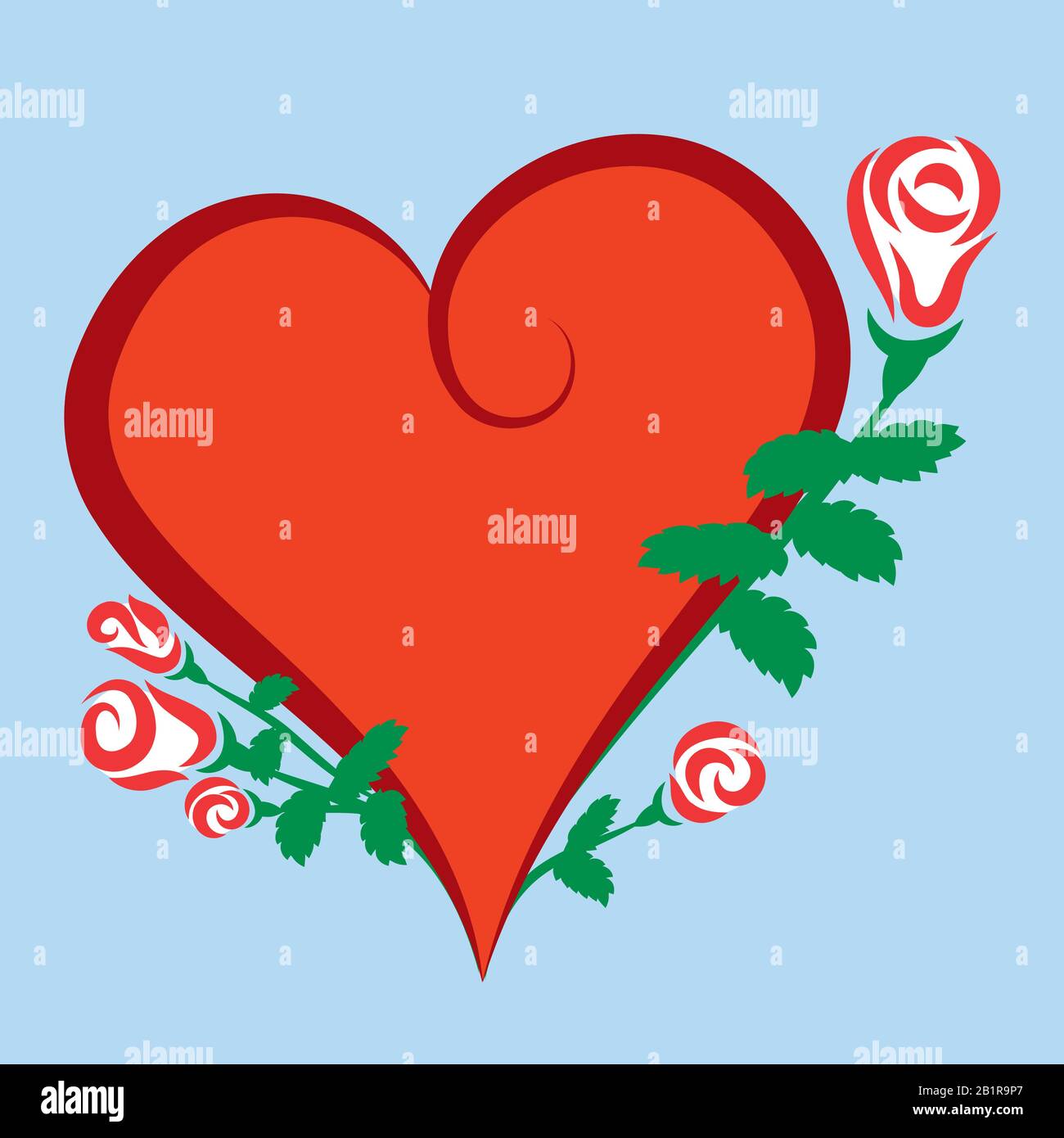 Cartoon Hearts And Roses