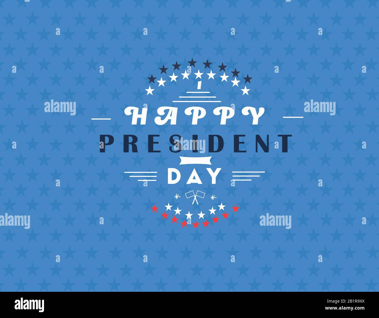 Happy Presidents Day with stars and ribbon. illustration Hand drawn ...