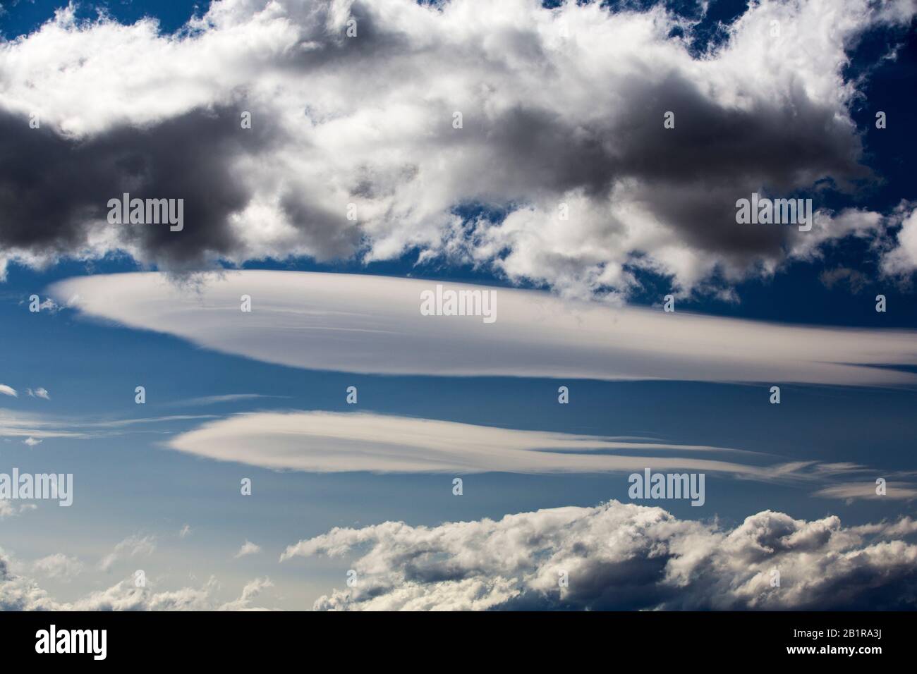 Clouds indicative of high winds in Torres del Paine national park ...