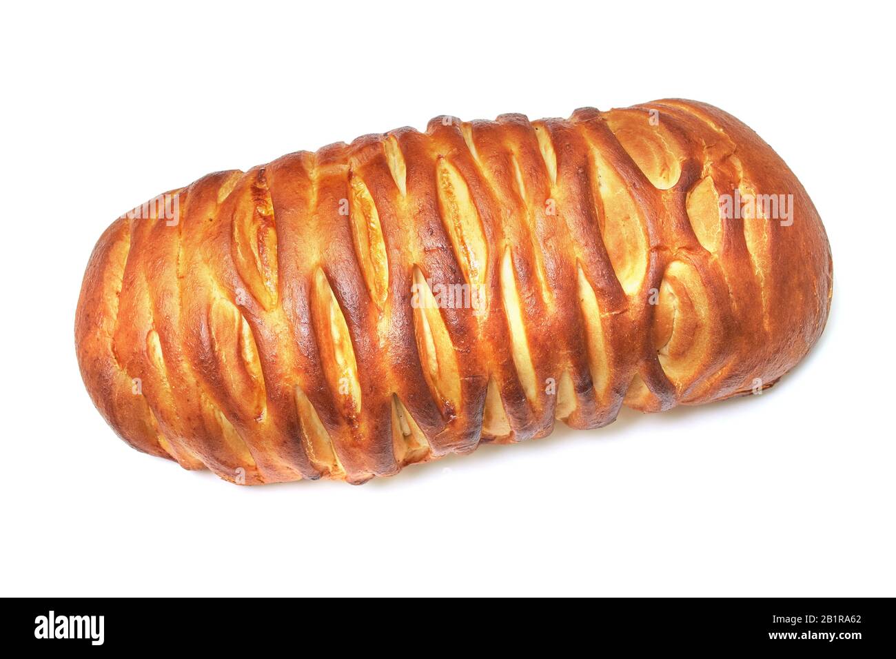 Baked bread with jam on white background Stock Photo - Alamy