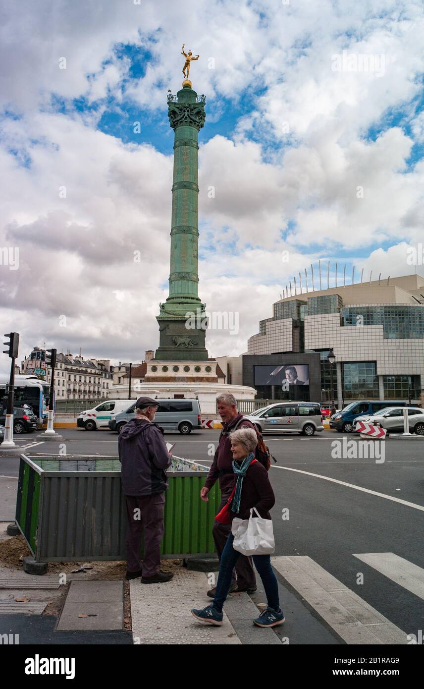 Paris, France - 3rd October, 2019: Pedestrians crossing the street at ...