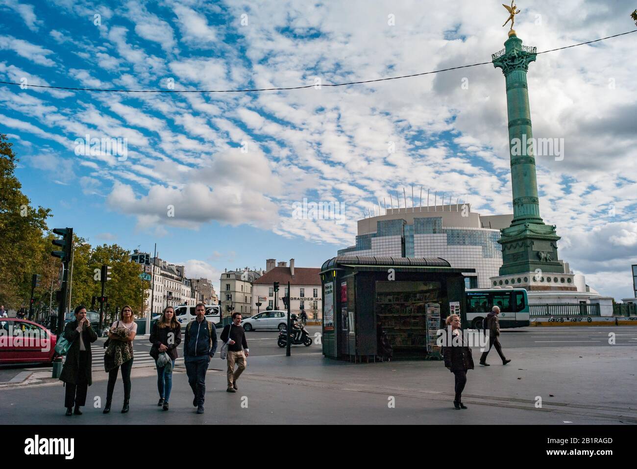 Paris, France - 3rd October, 2019: Tourists walking by Place de la ...
