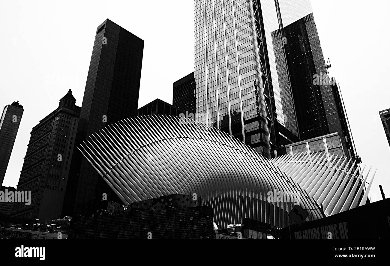 Oculus structure in New York designed by Santiago Calatrava, shot in ...