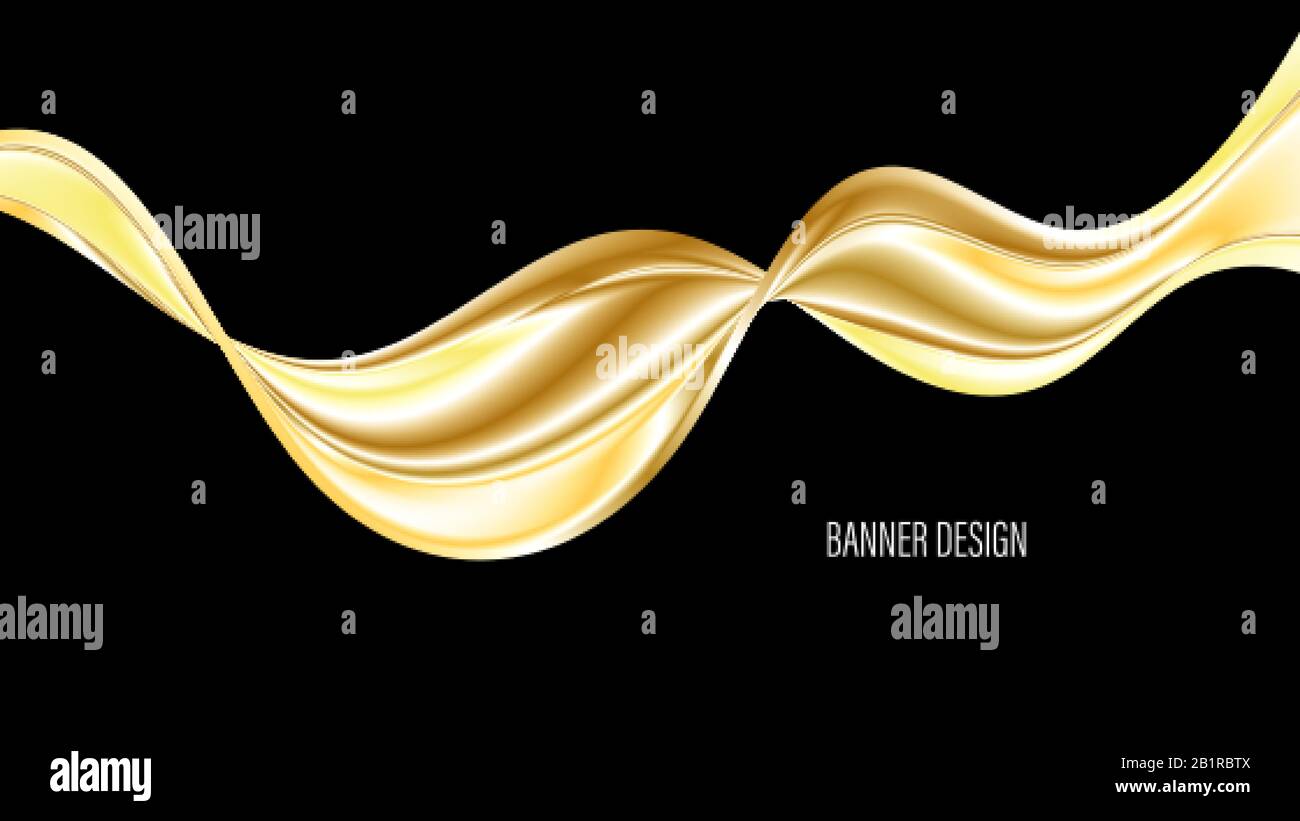 Vector gold wave, abstract background with waves and black background ...