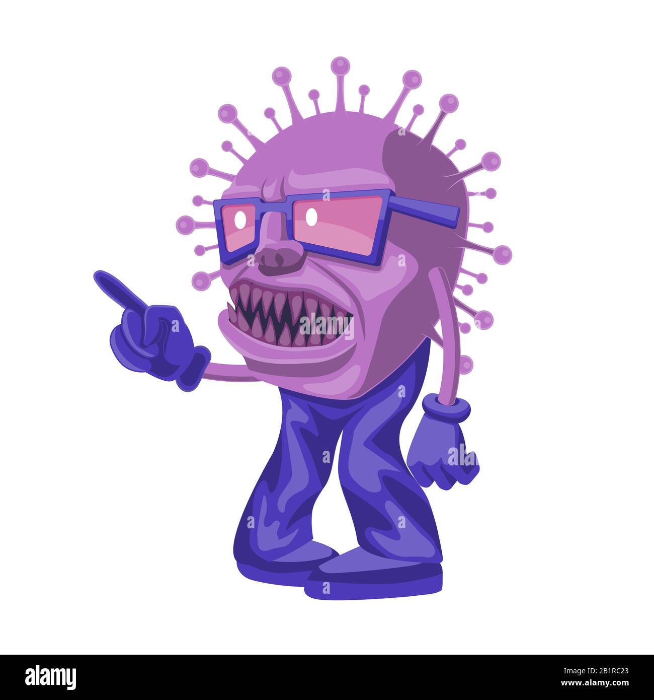 Cartoon virus character in pants and shoes on a white isolated ...