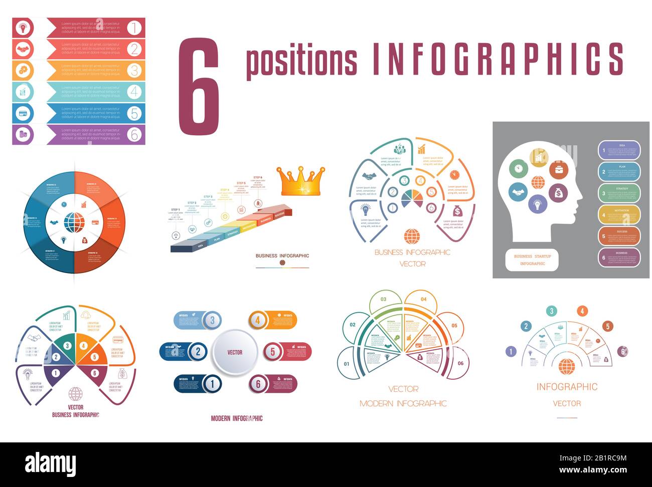 Set 9 universal templates elements Infographics conceptual cyclic ...