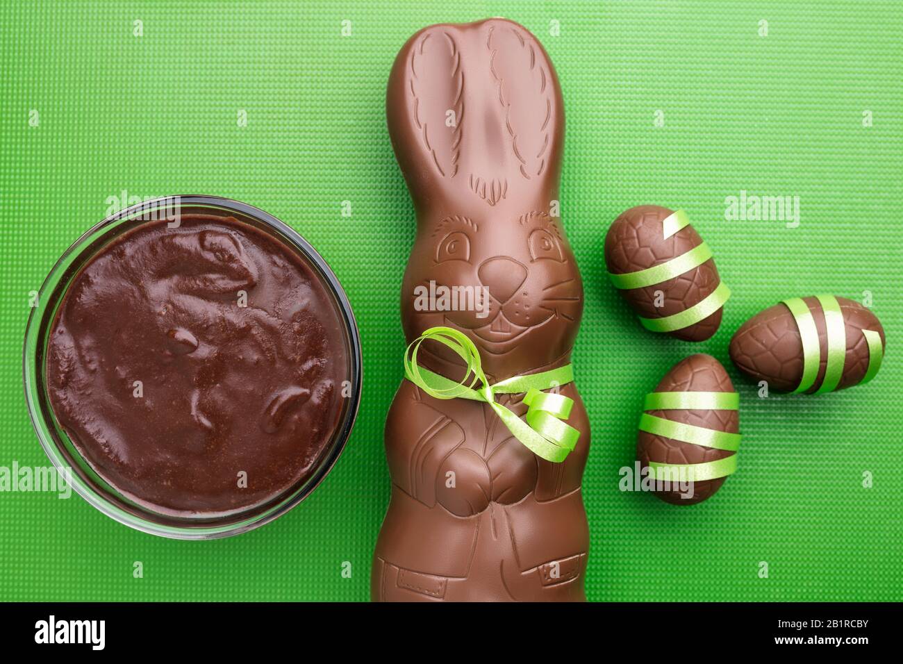 Delicious Easter holiday chocolate bunny, eggs and sweets Stock Photo ...