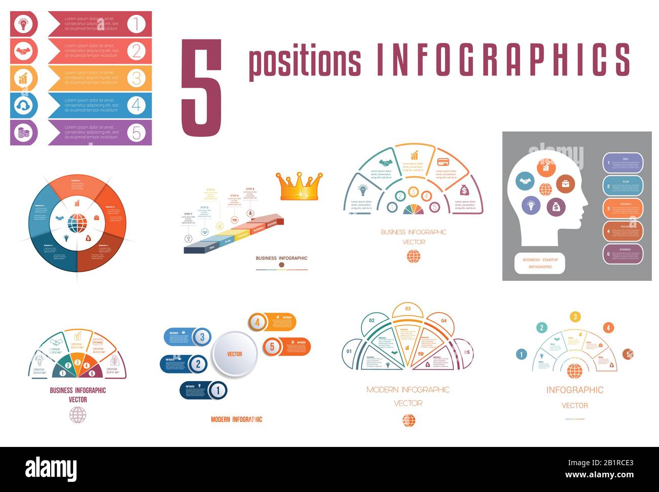 Set 9 universal templates elements Infographics conceptual cyclic ...