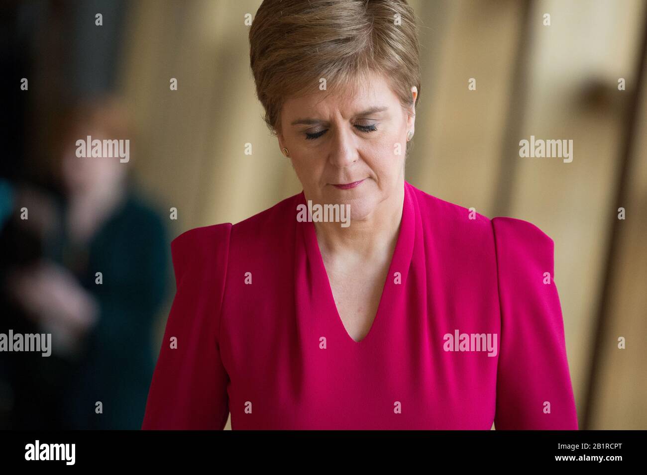 Nicola sturgeon looking down walking in corridor hi-res stock ...
