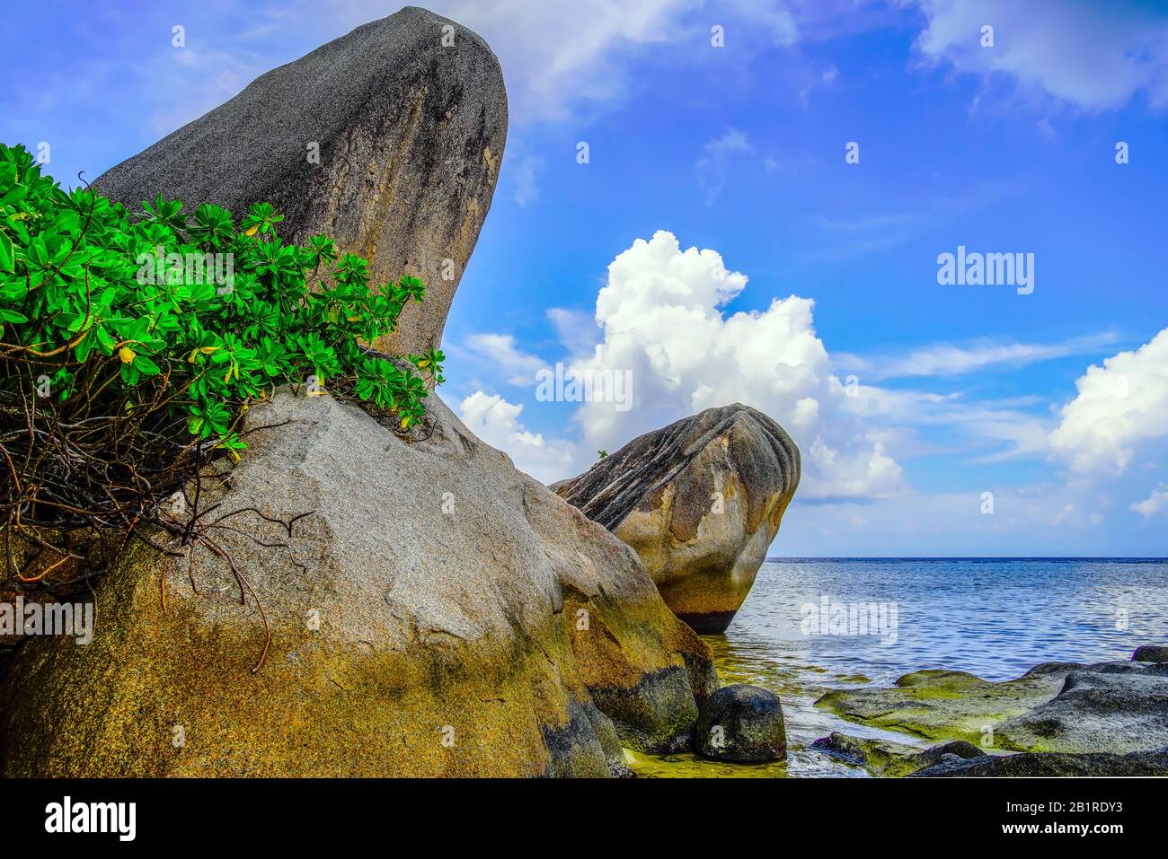 Impressive Granite Rock Formations on La Digue Island, Seychelles Stock ...