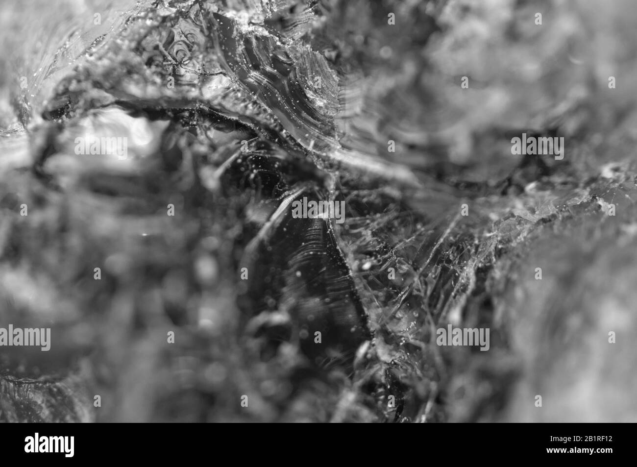 Black and white photo, texture from natural crystal. Macro. Abstract ...