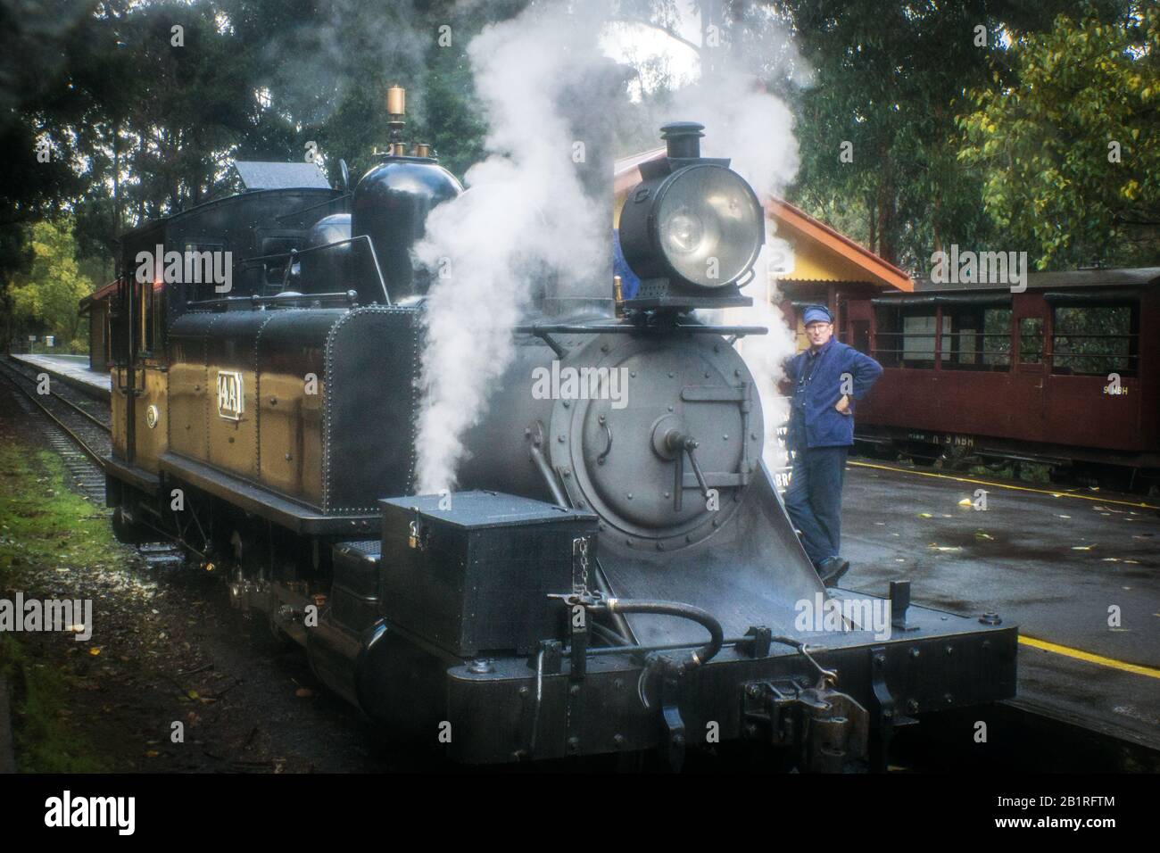Historic steam train Puffing Billy located in Dandenong Ranges, the east of Melbourne, Victoria ...