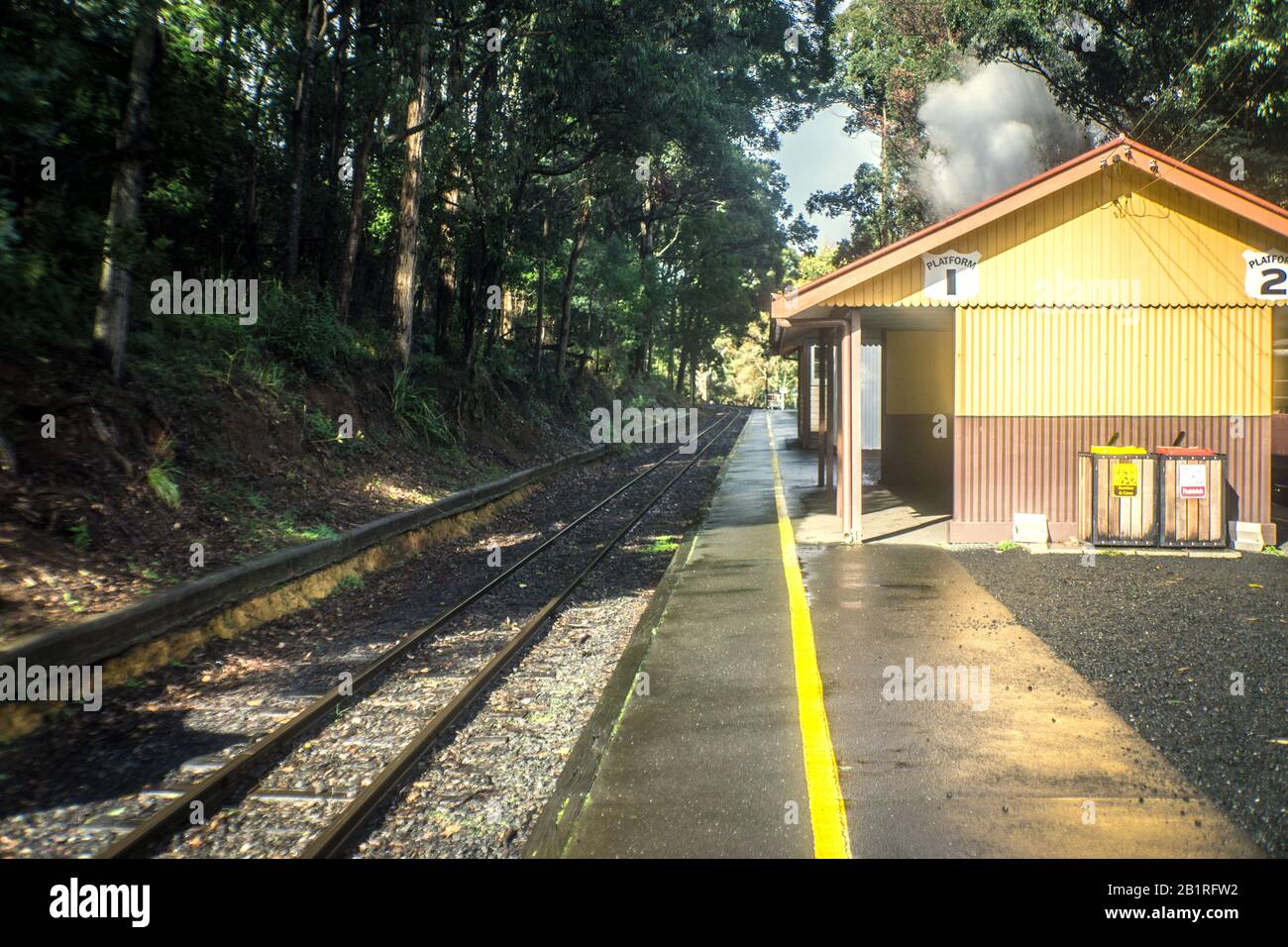 Historic steam train Puffing Billy located in Dandenong Ranges, the east of Melbourne, Victoria ...