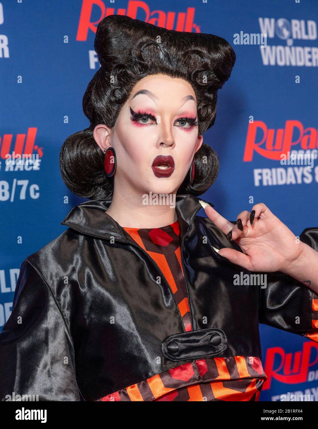 New York, United States. 26th Feb, 2020. Drag Queen Aiden Zhane attends ...