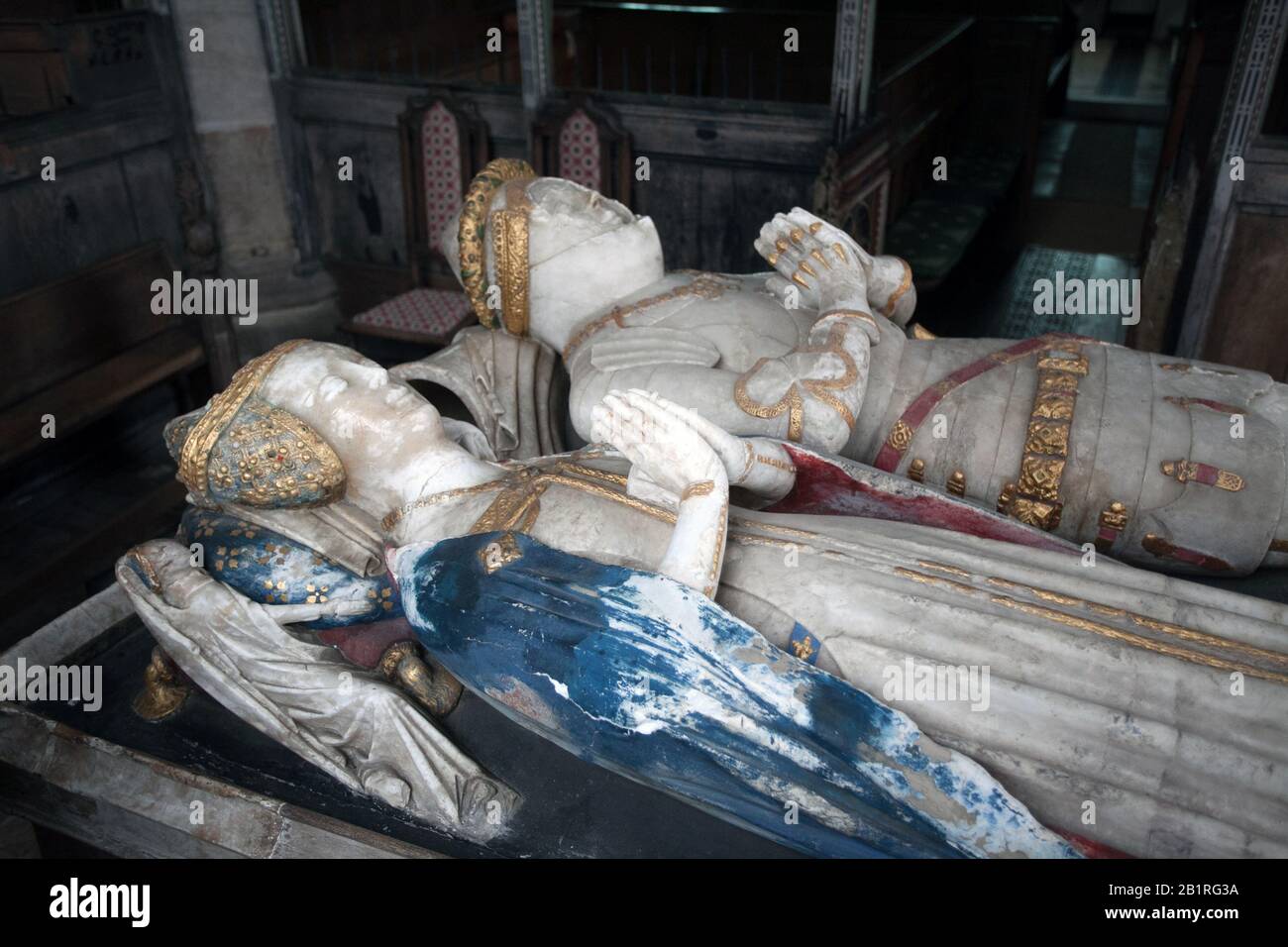 The Bardolph tomb, carved alabaster effigies of Sir William d1441 ...