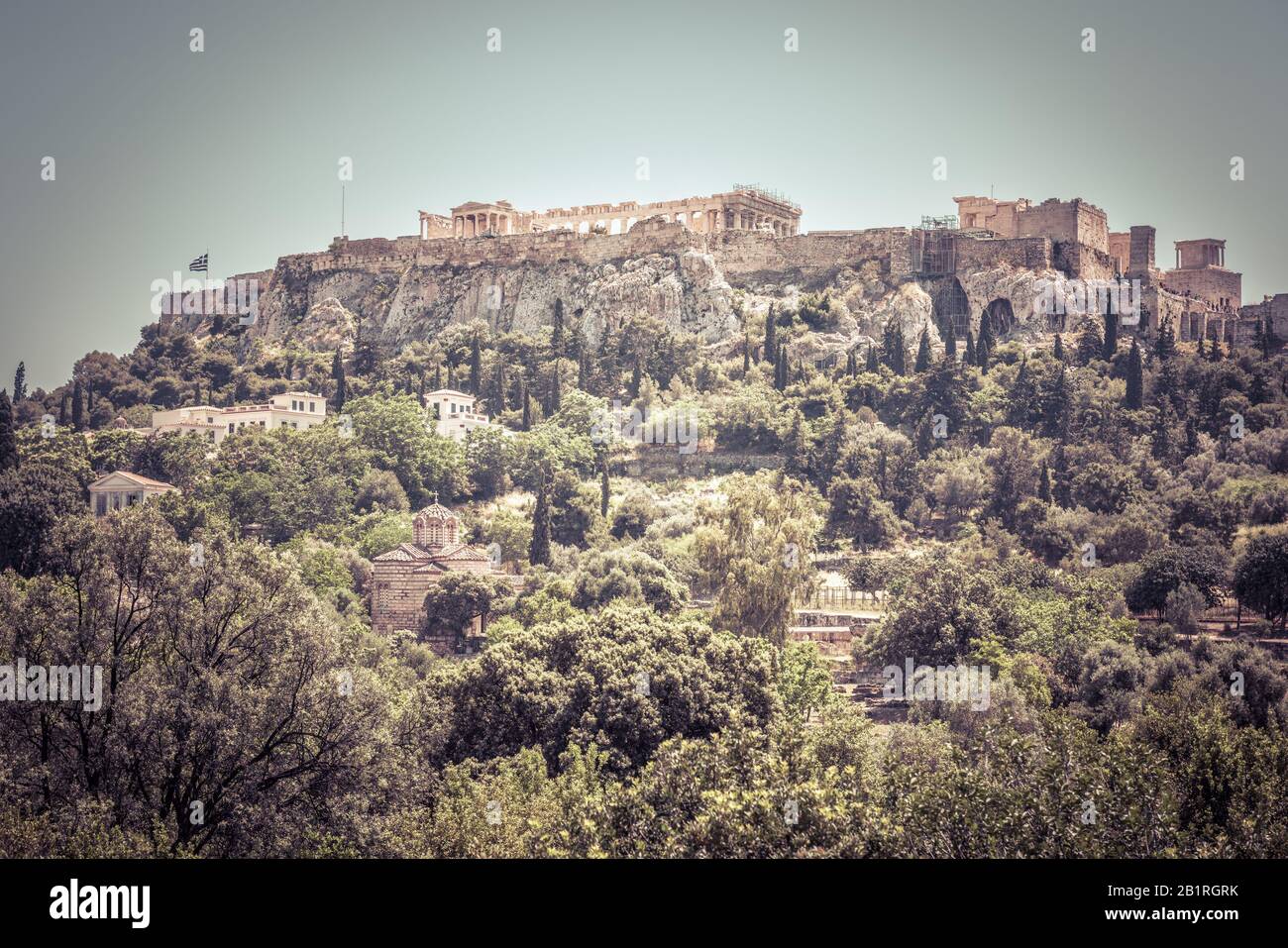 Acropolis hill, Athens, Greece. Scenic panorama of the ancient Greek ...