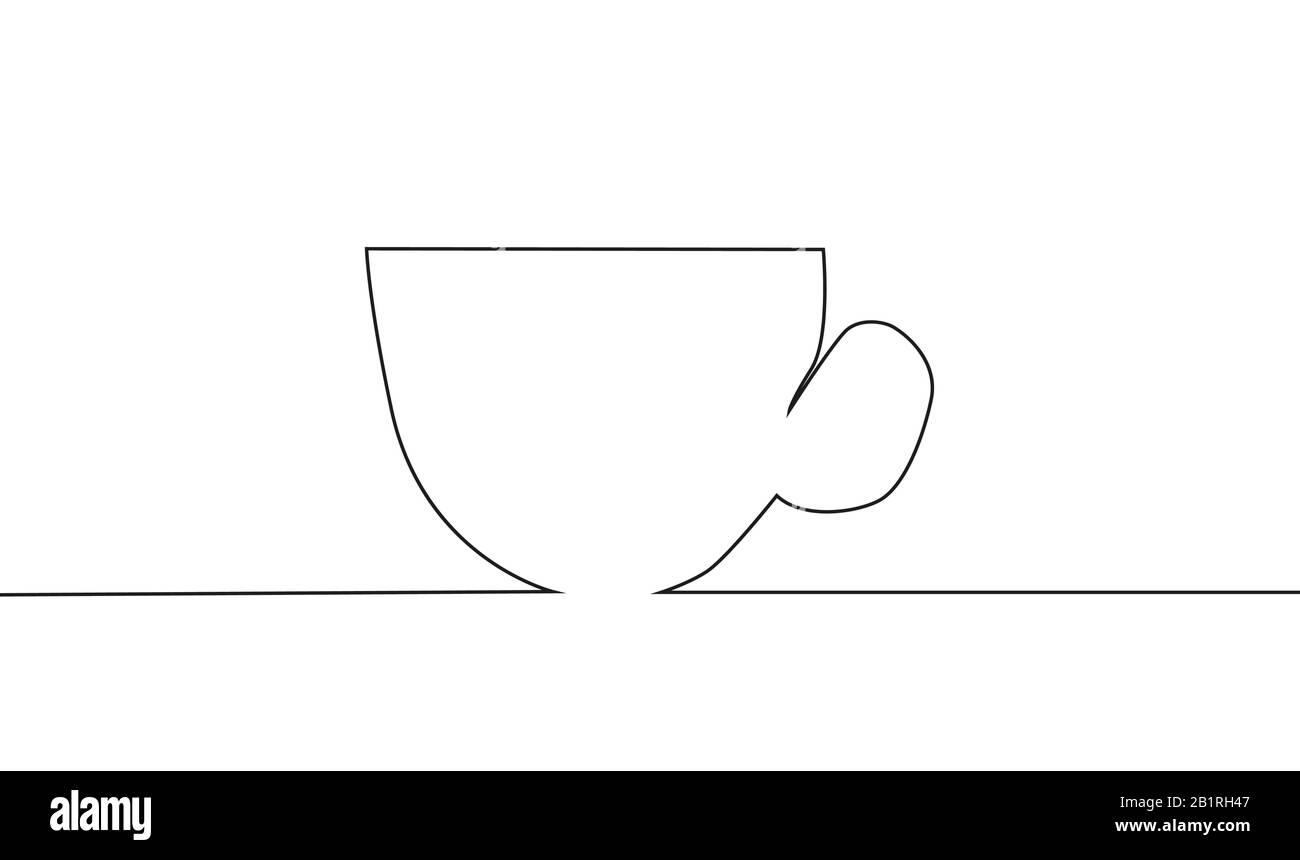 Continuous line drawing of cup of coffee. illustration Stock Vector ...