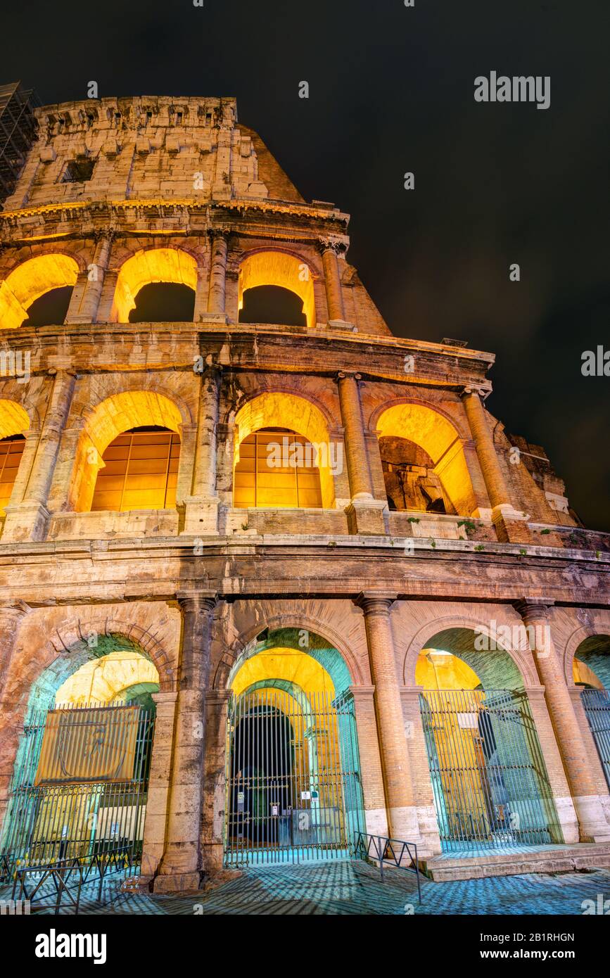 Colosseum (Coliseum) at night in Rome, Italy Stock Photo - Alamy