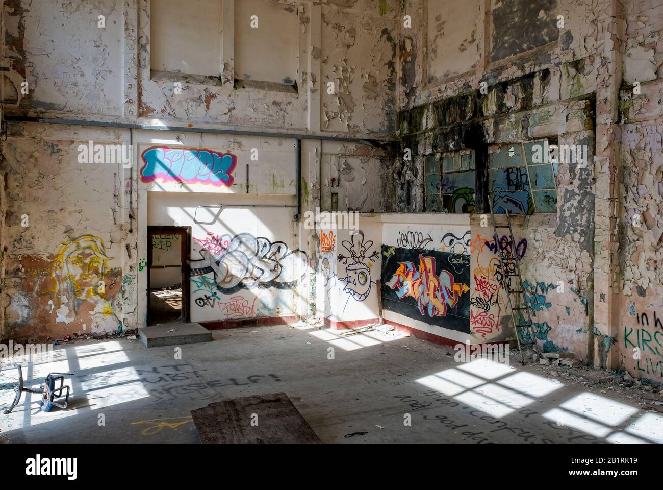 Graffiti art, factory graffiti art, spray can art, urban art Stock ...