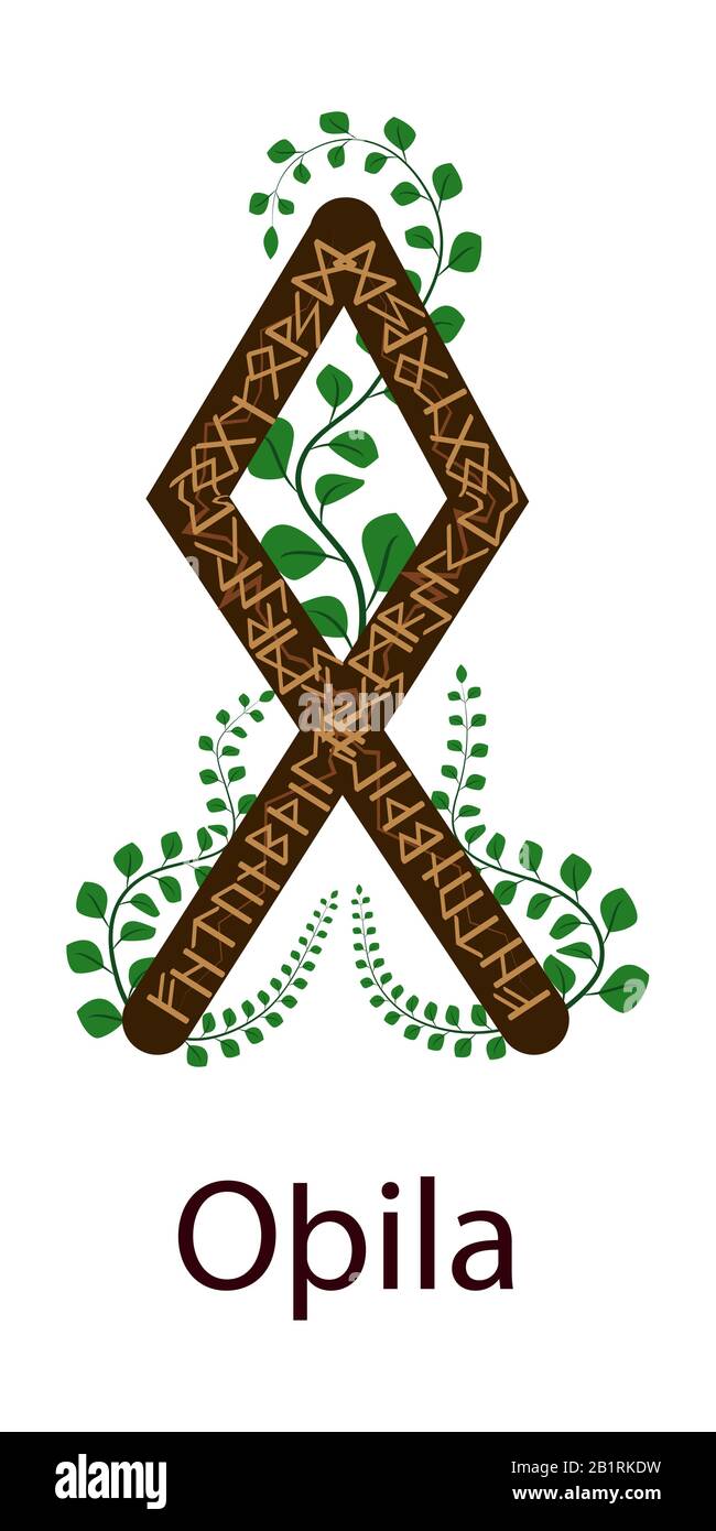 Rune Othilia. Vertical projection. Scandinavian. Rune elements Earth ...