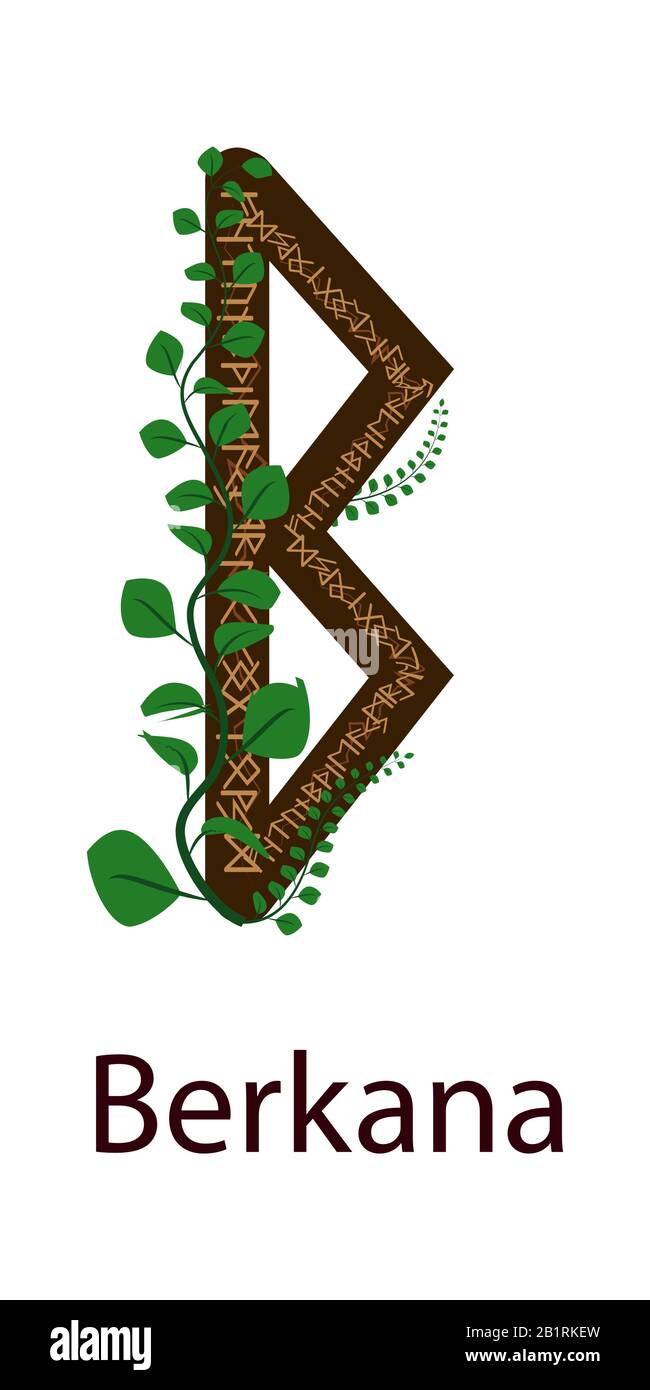 Rune Berkana. Vertical projection Scandinavian. Rune elements Earth ...