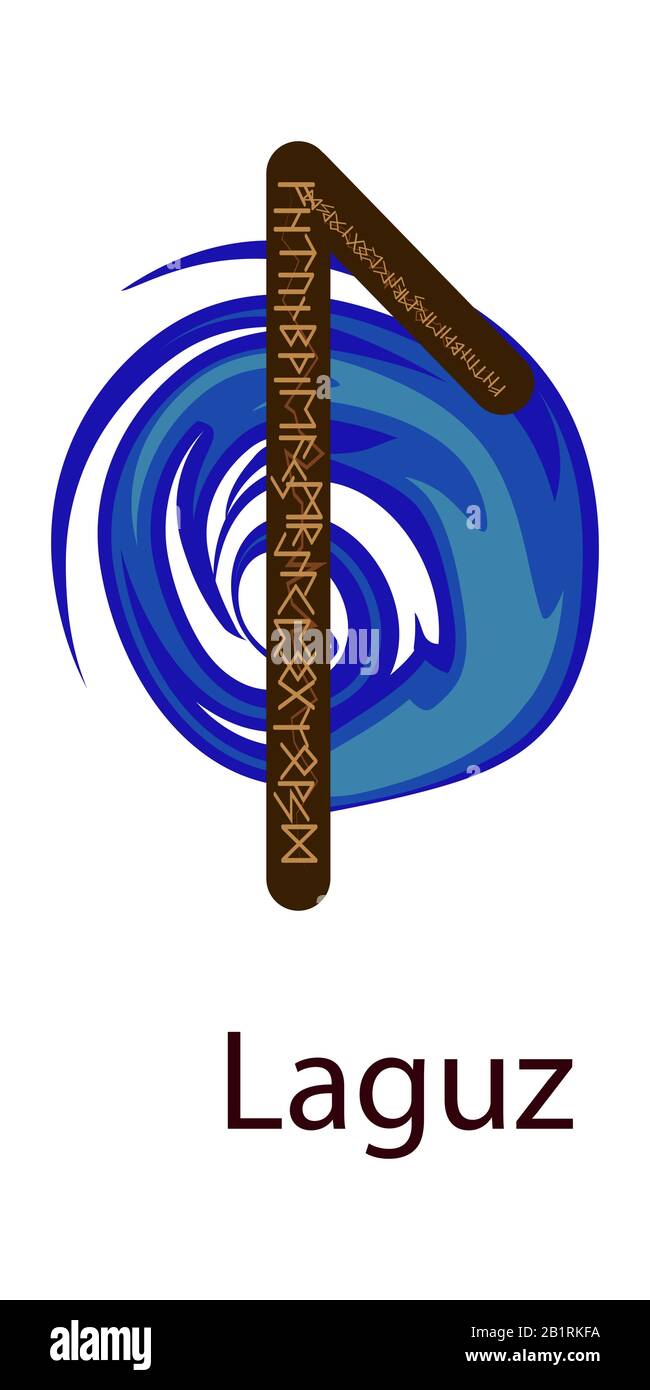 Rune Laguz. Vertical projection. Scandinavian. Fleece elements of Water ...