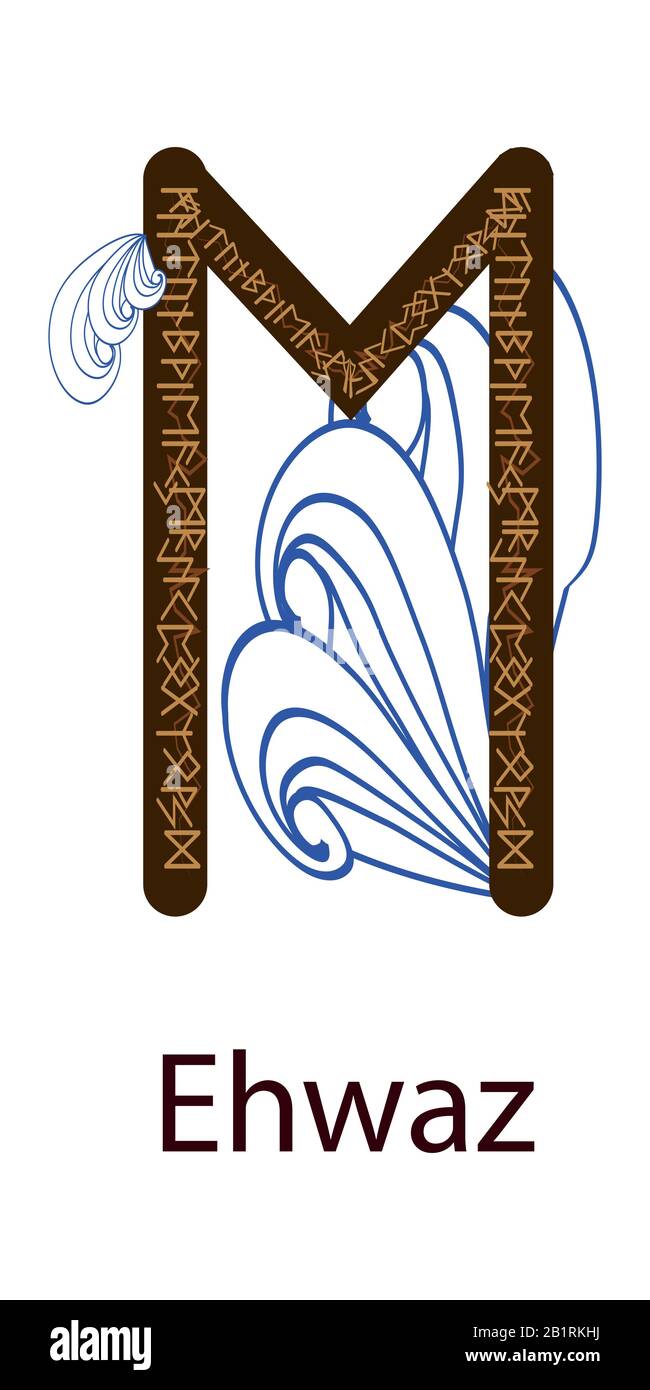 Rune Ehwaz. Vertical projection. Scandinavian. Rune elements of Air ...